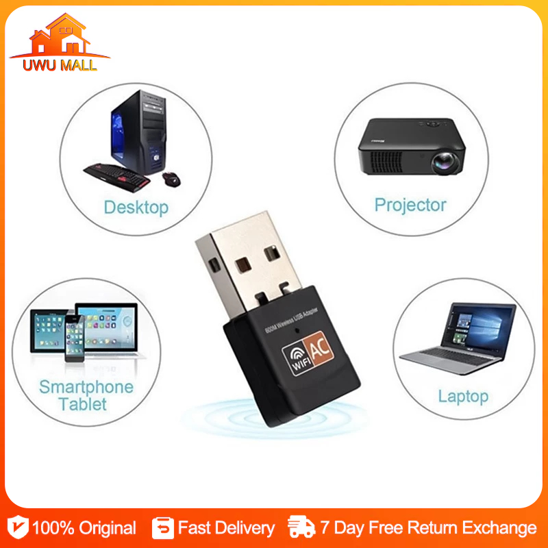 600Mbps WiFi Adapter Dual Band 2.4G/5G Hz Wireless External Receiver ...