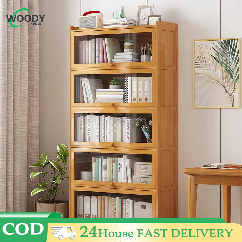 Display Cabinet Book Shelf Bookcase Cabinet Cupboard Bamboo cabinet ...