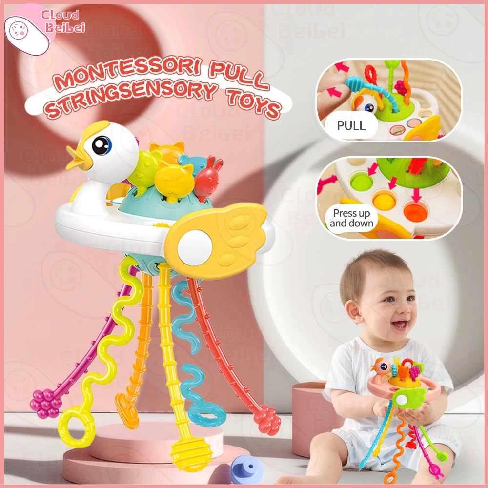 CBB Montessori Pull String Sensory Toys Food Grade Silicone Teething ...
