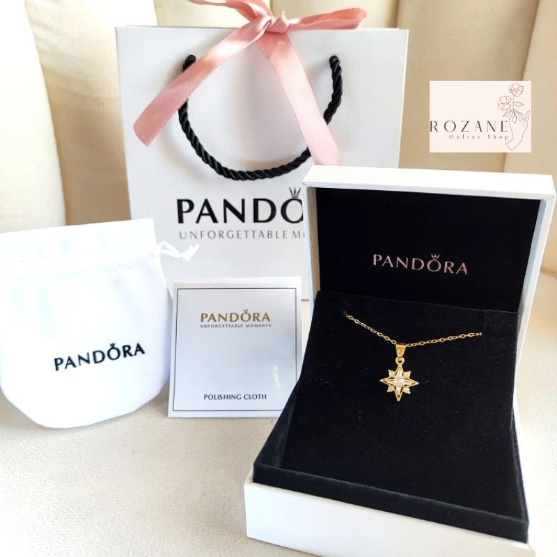 Pandora Morning Star Gold Necklace With Premium Pandora Packaging ...