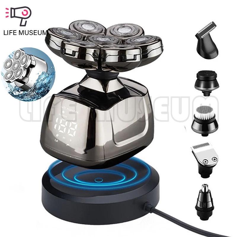 Head Shavers for Bald Men 7Heads Electric Shaver Waterproof Wet/Dry ...