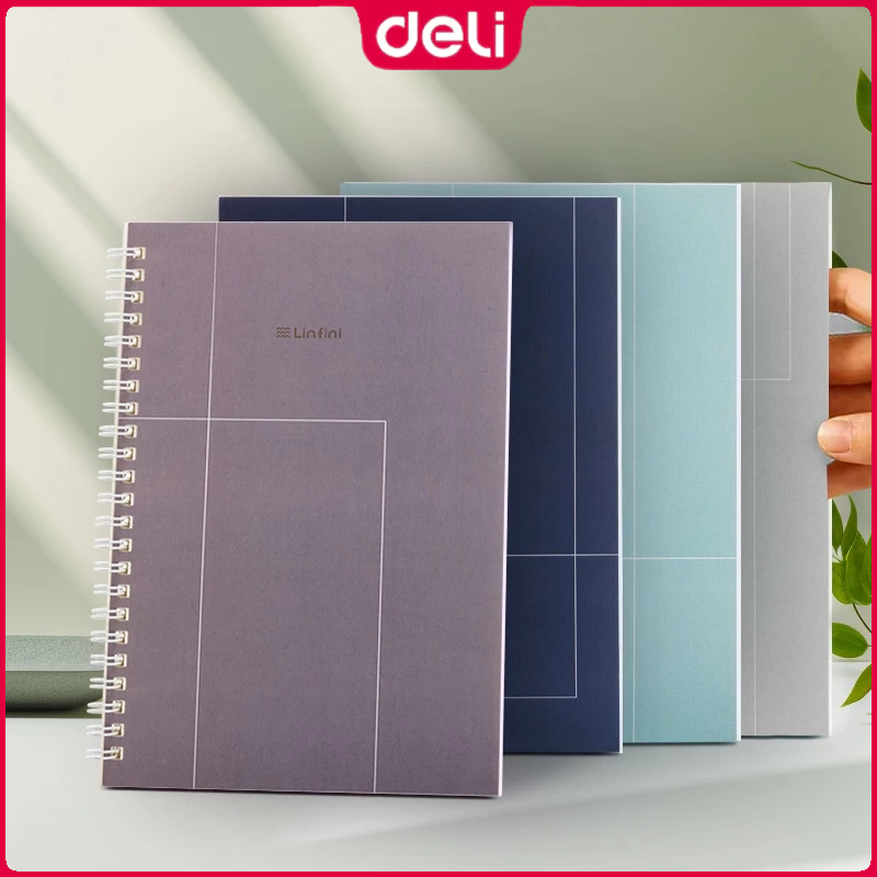 Deli Notebook A5 Loose Leaf 60Sheets Big Spiral Book Line Book School ...