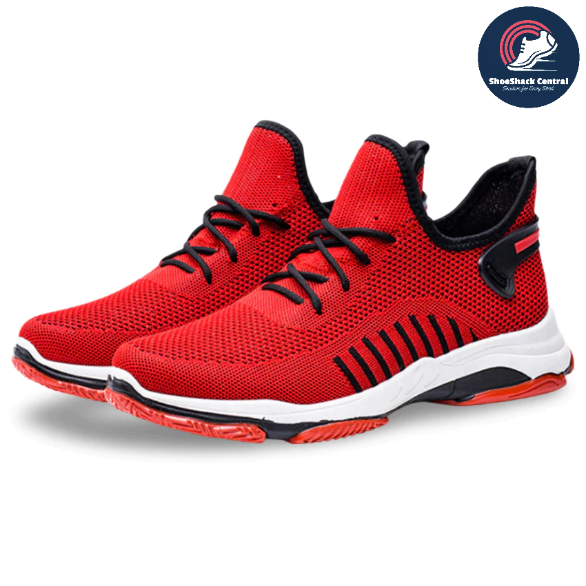 Crimson Stride: Red Rubber Shoes for Men (Black, Gray and Red Shoes ...
