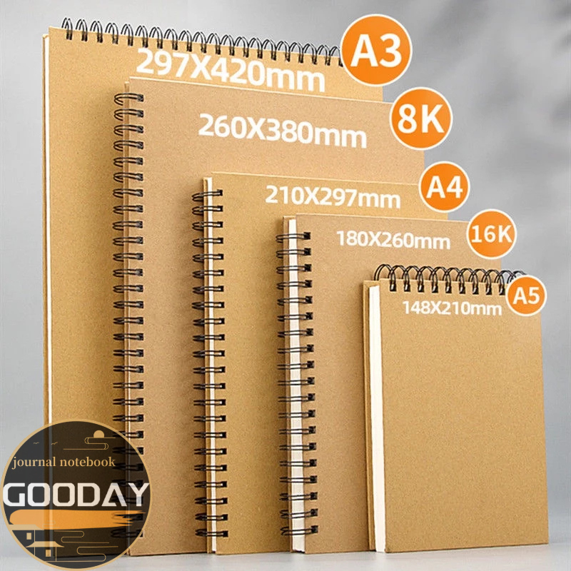 Coil Sketch book kraft paper Sketchbook for art students Blank page A4 ...