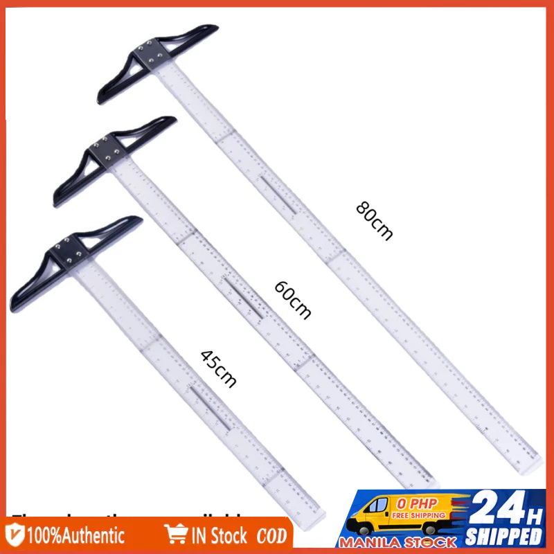45/60/70/80cm Plastic T Square Acrylic Graduated Ruler Drafting ...