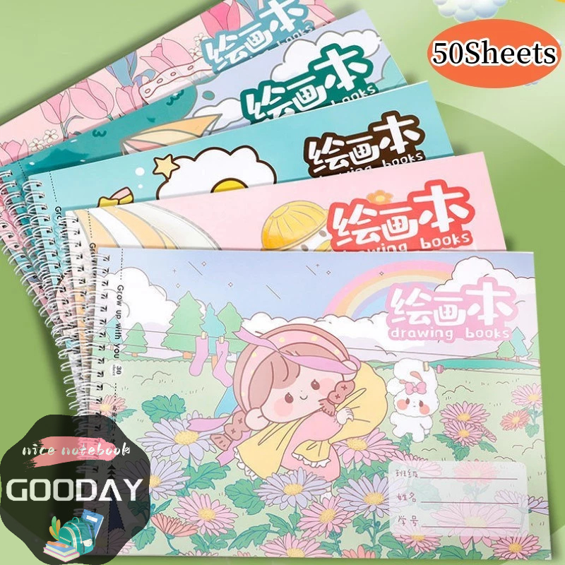 A4/A5/16K/8K Cartoon Coil Blank Drawing Book Student Art Book Sketch ...
