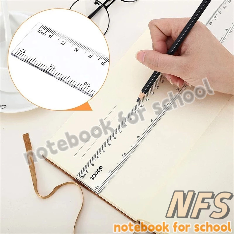 NFS 30CM Clear Plastic Ruler 12Inch Standard Rulers Straight Ruler ...
