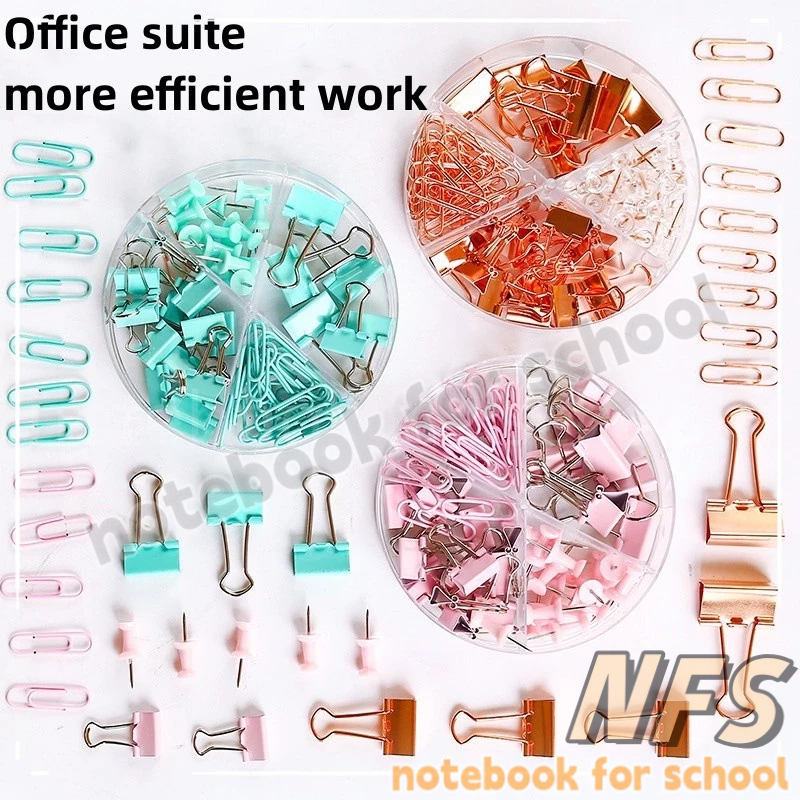 72PCS Paper Clip/Pushpin/Binder Clip Set Multifunctional Document ...