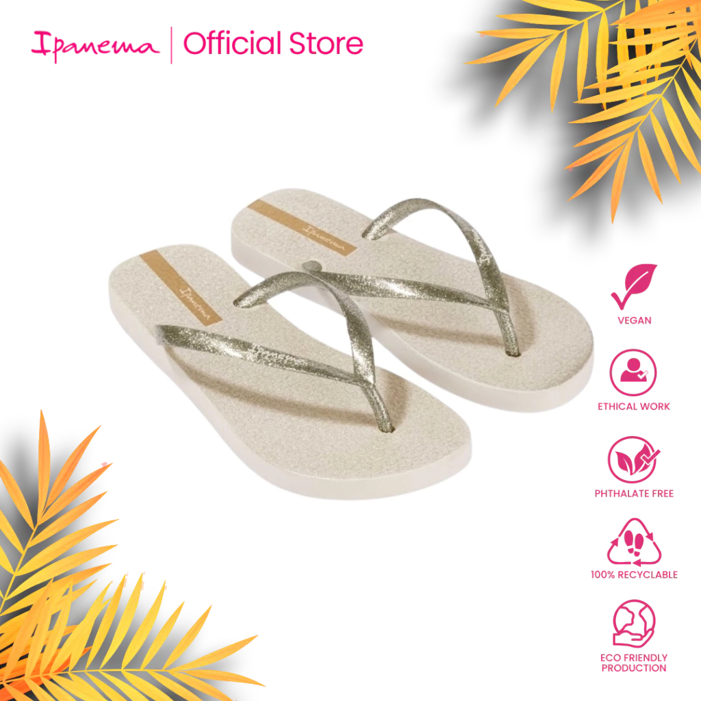 Ipanema Glitter Fem Beige Gold Glitter Silver Women's Slippers | Shopee Philippines
