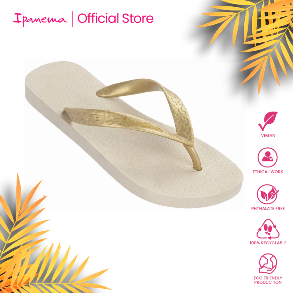 Ipanema Classica Fem Beige Gold Women's Slippers | Shopee Philippines