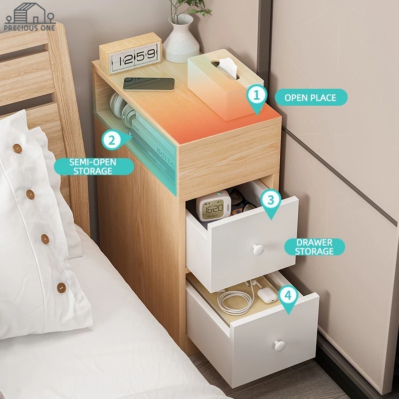 Modern bedside table minimalist bedroom wall side wooden bedside table ...
