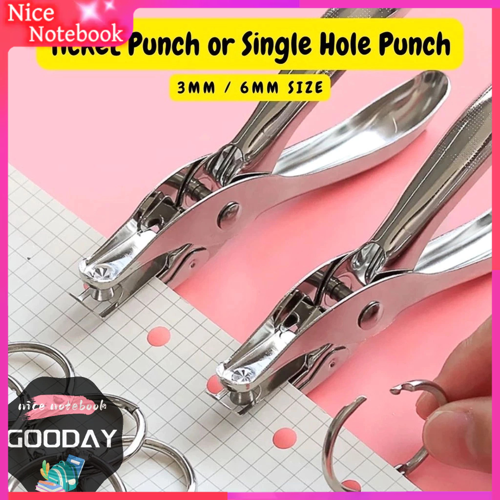 Hole Puncher 3mm/6mm Ticket Puncher Circle Metal Single Hand Held Hole ...