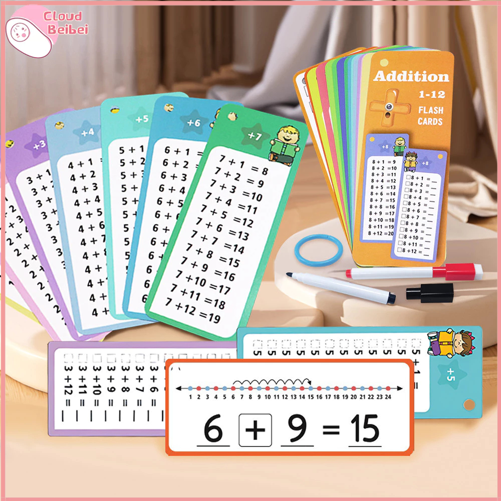 CBB Math Flash Cards Reusable Exercise Addition Flash Cards with Pens ...