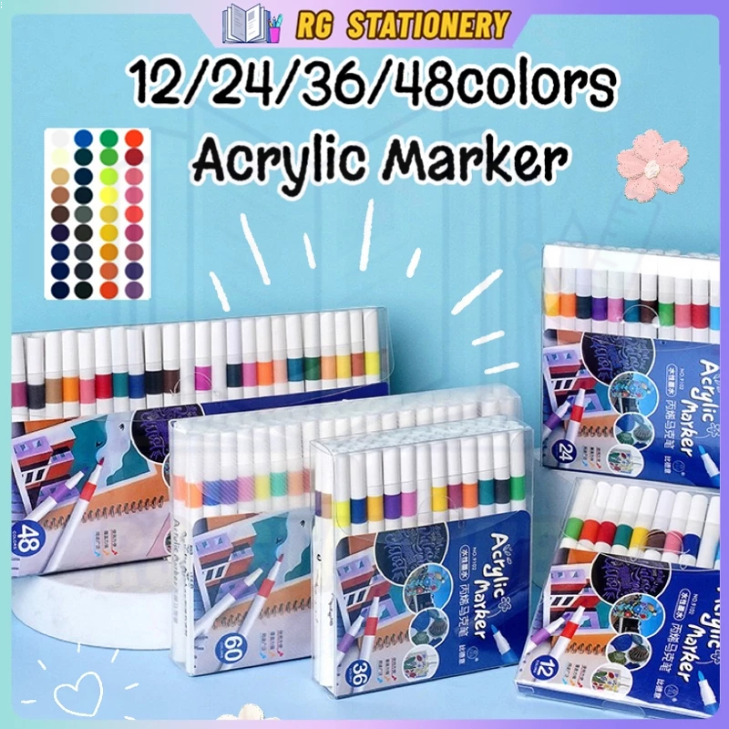 Acrylic Marker 36/48 Colors Acrylic Marker Pen Set Highlighter Painting ...