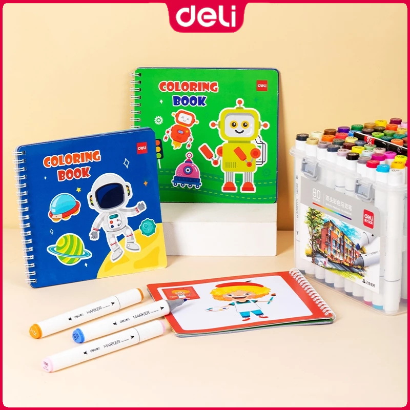 Deli Spiral Coloring Book 1PCS 12Sheets Picture Book | Shopee Philippines