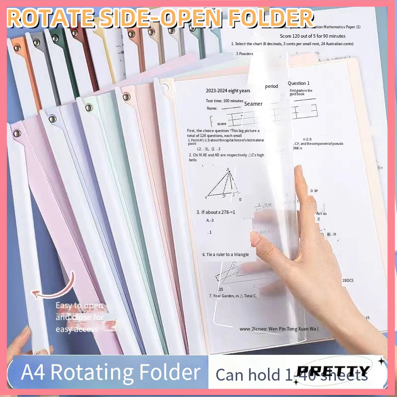 A4 Rotating Side-open File Folder Large Capacity Document Storage Paper ...