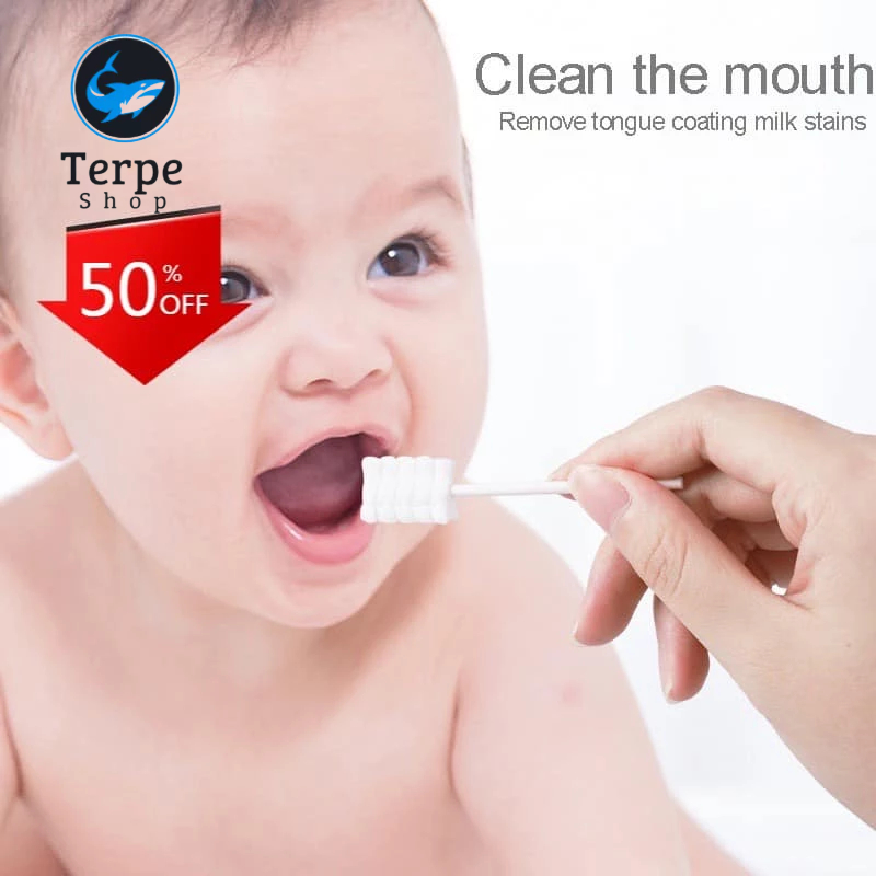 1pc Disposable Infant Cotton Swab Gauze Baby Oral Tongue Cleaner ...