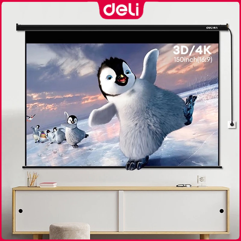 Deli Projection Movies Screen 4K 150 inch Portable Projector Screen ...