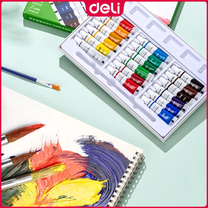 Deli 24/18/12Colors Watercolor Acrylic Painting Set Watercolor School ...