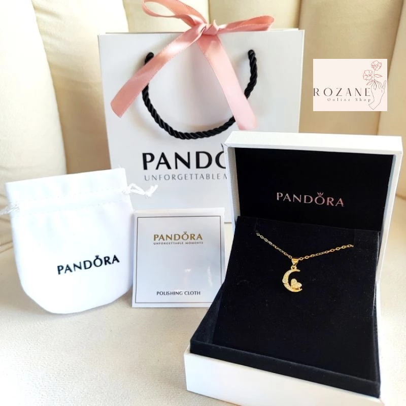 Pandora Moon Heart Gold Necklace With Premium Pandora Packaging ...