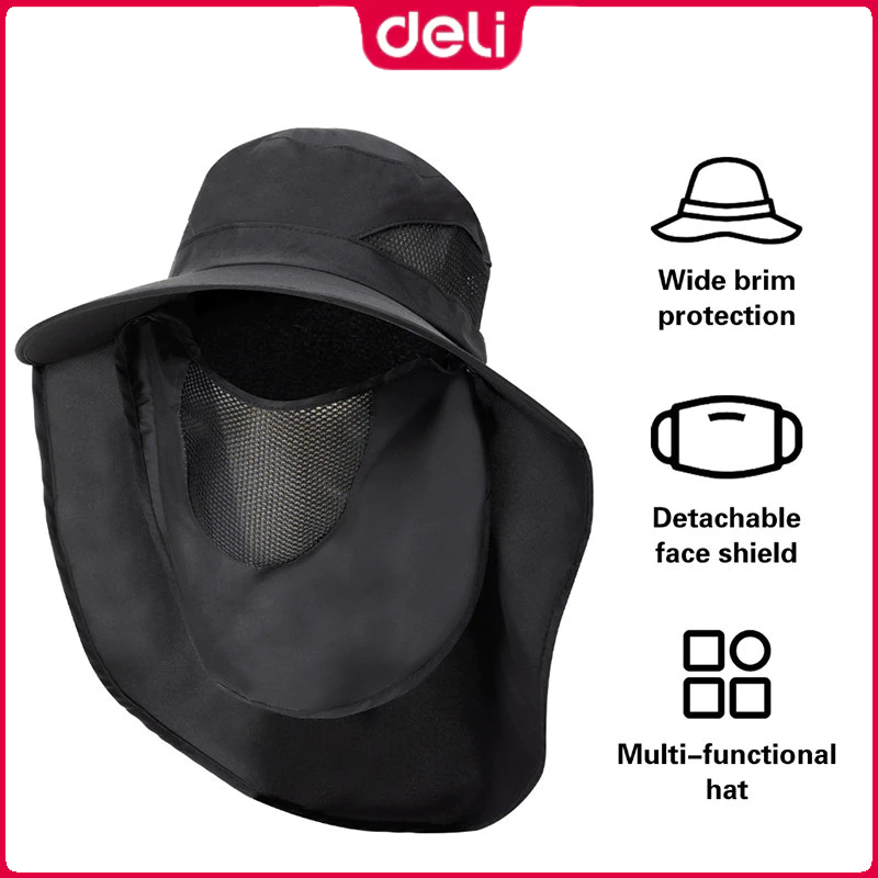 Deli Sun Hat Outdoor Fishing Cap Summer Full Coverage Sun Hat | Shopee ...