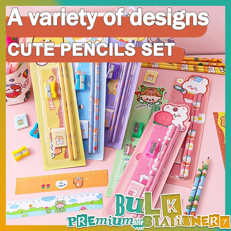 Bulk 5PCS/8PCS Cartoon Pencil Set Stationery Writing Tool School ...
