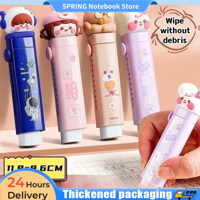 Cartoon Retractable Pen Shape Eraser Creative New Style Press Eraser ...