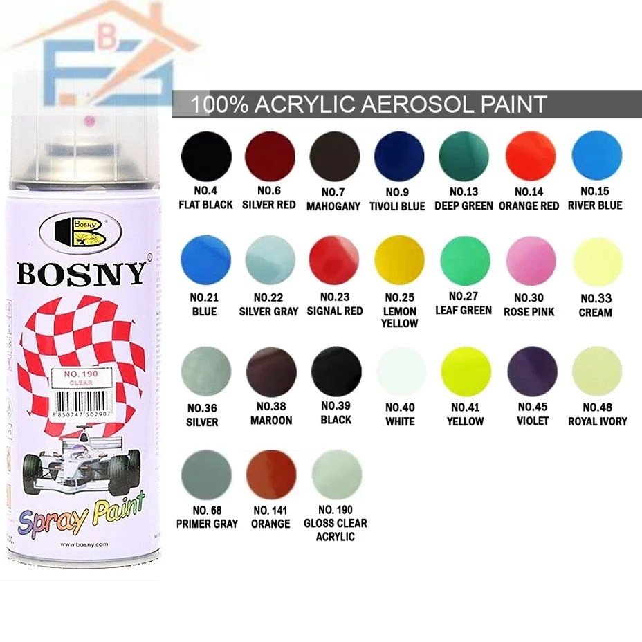 BOSNY Spray Paint 100% Acrylic Paint | Shopee Philippines
