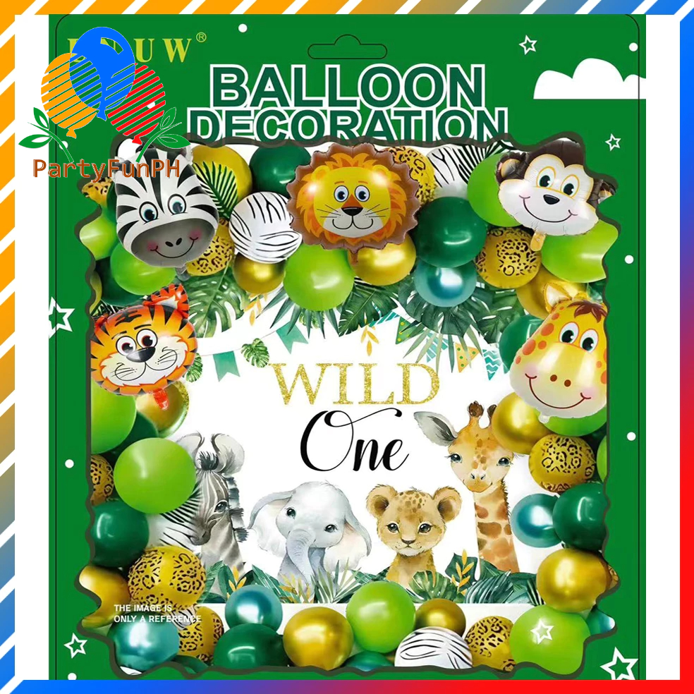 SET 65pcs Jungle Safari Animal Party Birthday Theme Forest Decorations ...