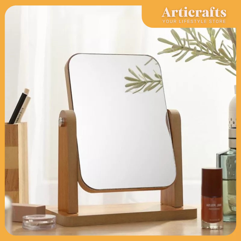 Nordic Style Wooden Minimalist Desk Mirror | Shopee Philippines