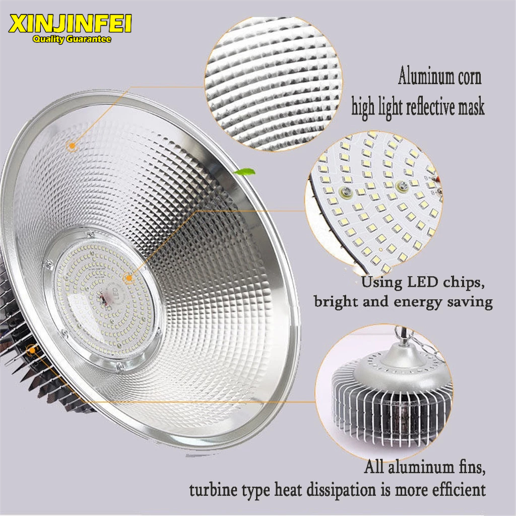 200W Warehouse Basketball Gym Mall High Bay Light Bright LED Finned ...