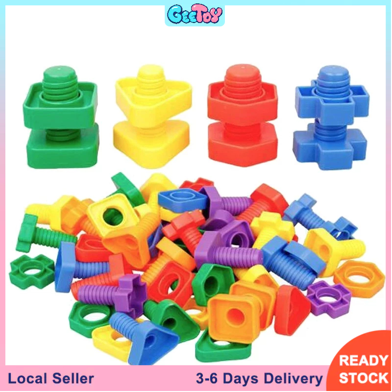 Geetoy 10Set 20Pcs Building Blocks Nuts and Bolts Toys Sensory ...