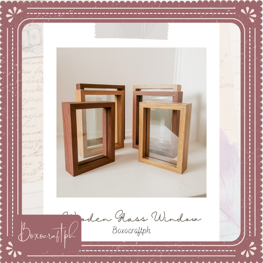[CLEARANCE] 5" to A4 Wooden Box Double Glass Window Photo Frame ...