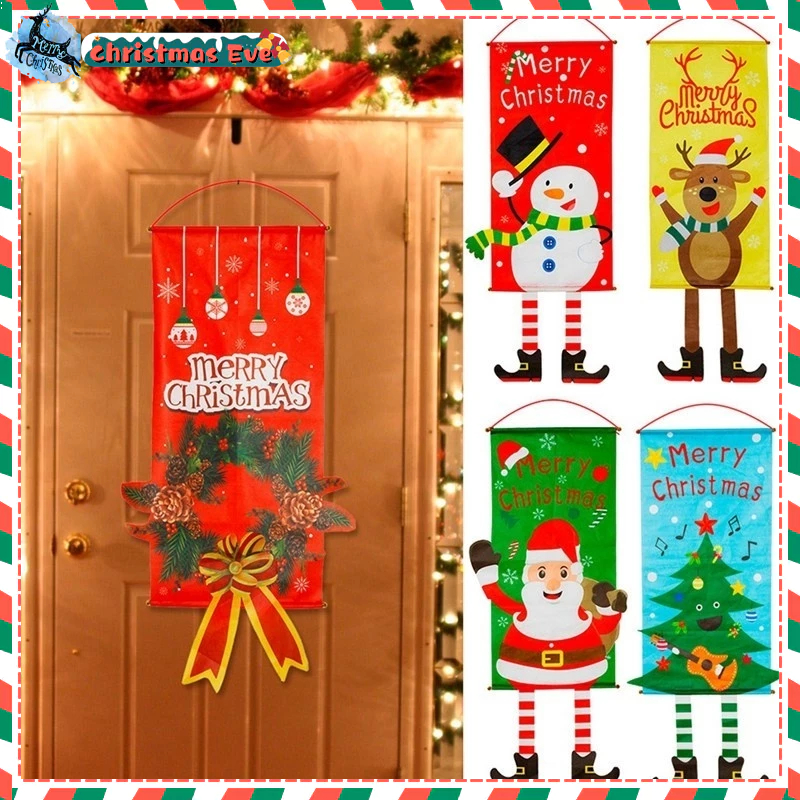 Merry Christmas Banner Ornaments New Year Banner Flag Decorations for ...