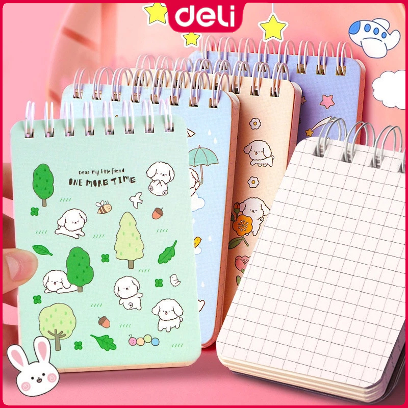 Deli A7 Spiral Notebook 100 Sheets Cute Mini Notepad School Supplies ...
