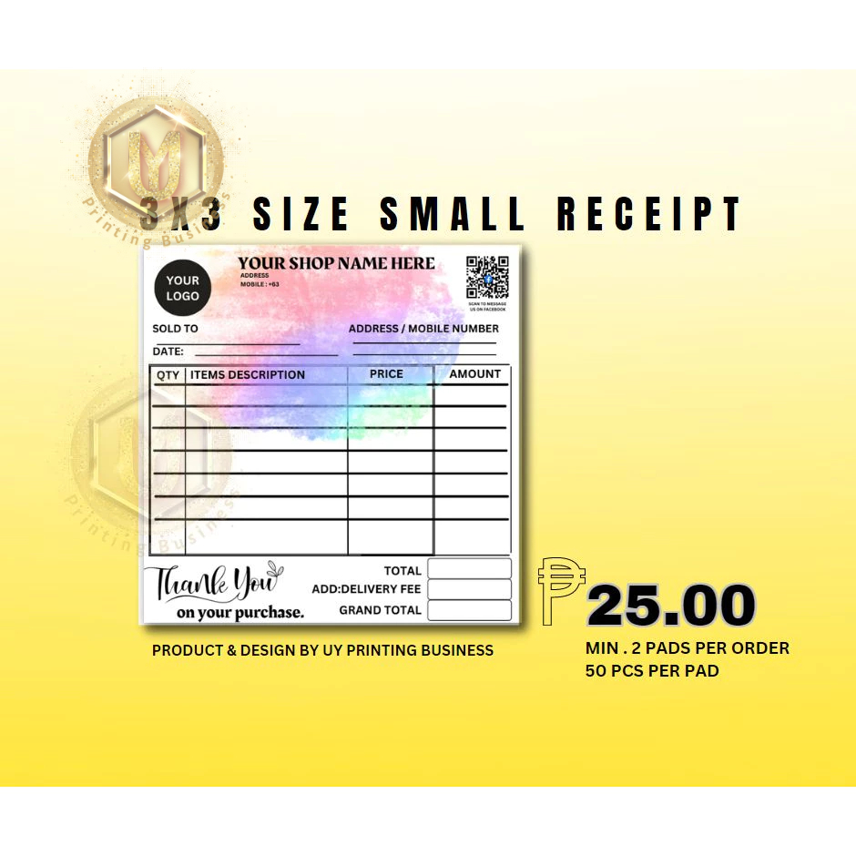 SMALL RECEIPT 3X3 SIZE | Shopee Philippines
