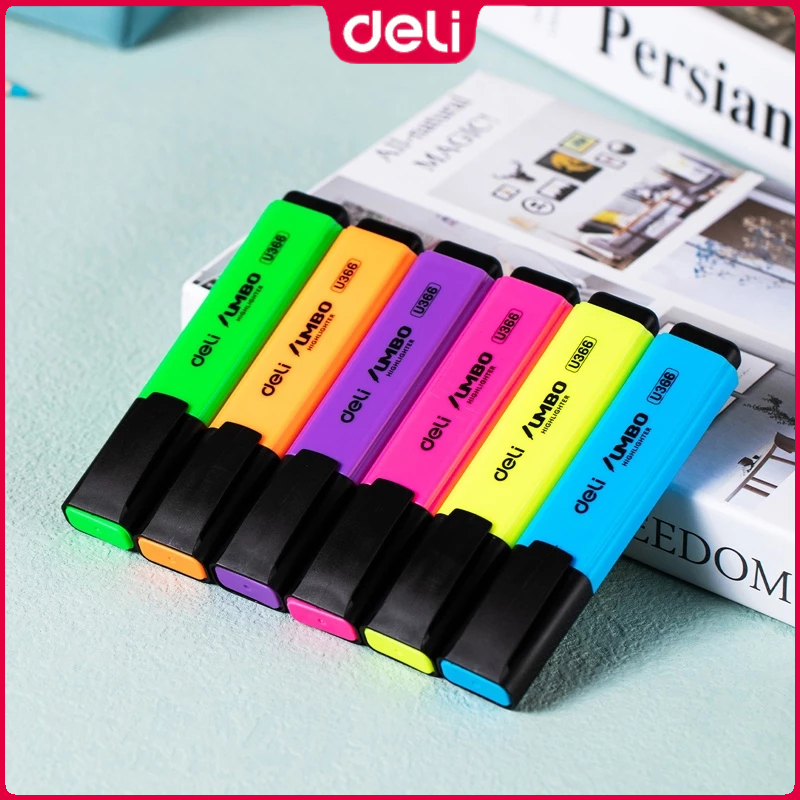 Deli EU366-MT Highlighter Pen School Supplies Marker 6 Colors | Shopee ...