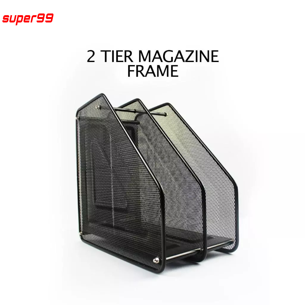 2-Tier, 2 Compartment Vertical File Storage, Desktop Organizer, File ...