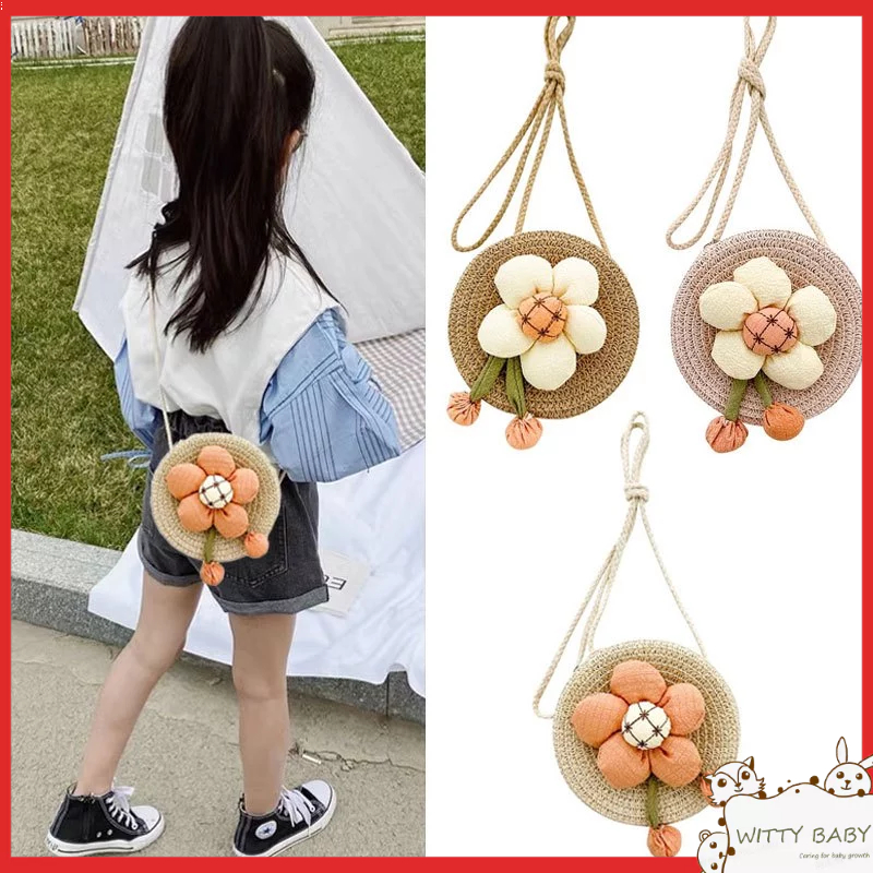 【COD】WB Mini Cute Bag for Kids Girl Woven Shoulder Straw Bag Girl Sling ...