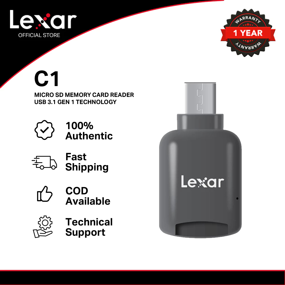 Lexar C1 USB 3.1 Gen 1 Micro SD Memory Card Reader (LRWMCBAP) | Shopee ...