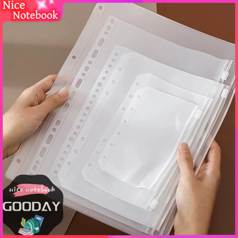 Transparent A5 A6 B5 Ring Binder Pockets Zip Envelope PVC Pouch Document Filing Bags Organizer ...