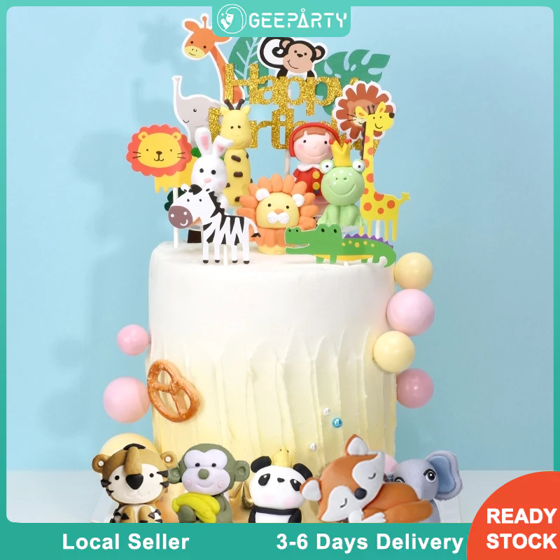 3D Soft Clay Animal Cake Topper for Kids Birthday Party Decoration ...