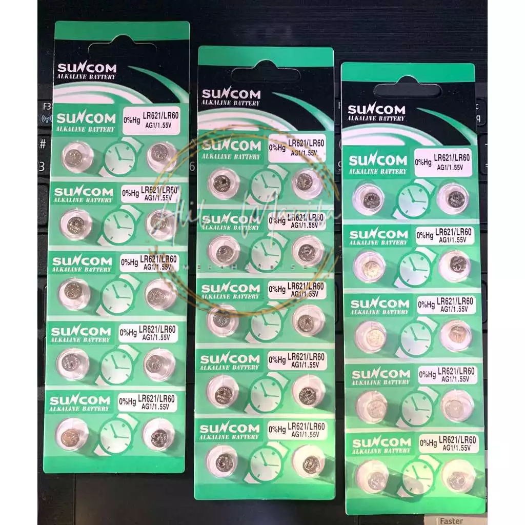 SUNCOM 1.5v LR621 AG1 LR60 SR621SW Watch Battery Alkaline Button ...