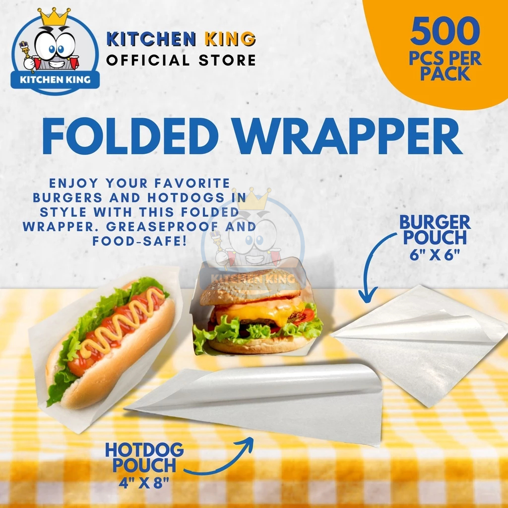 Folded Hamburger Wrapper / Hotdog Wrapper 500pcs/pack Plain White Pouch ...