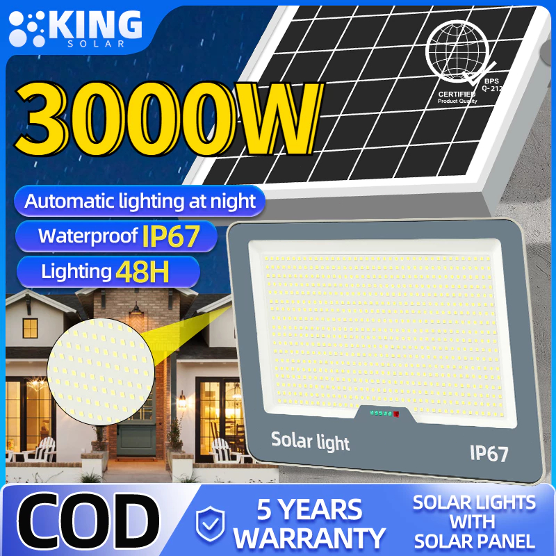 KINGSOLAR 3000W Solar Light Outdoor Waterproof IP67 Indoor flood Light ...