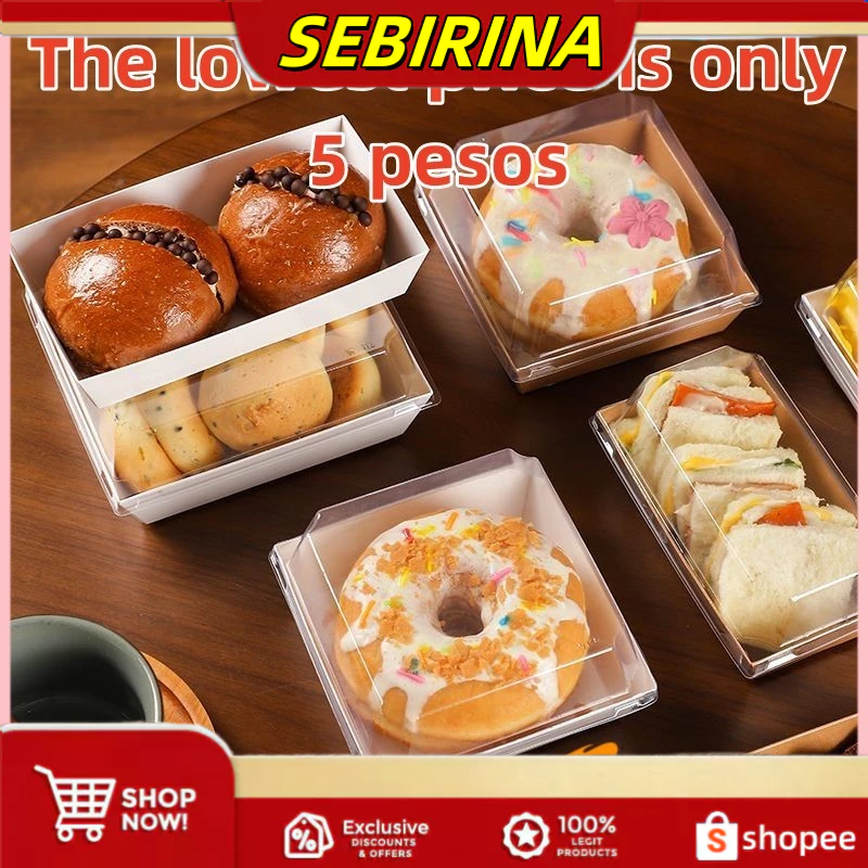 Cake Box Transparent Square Pastry Boxes Packaging Kraft Paper Sandwich ...