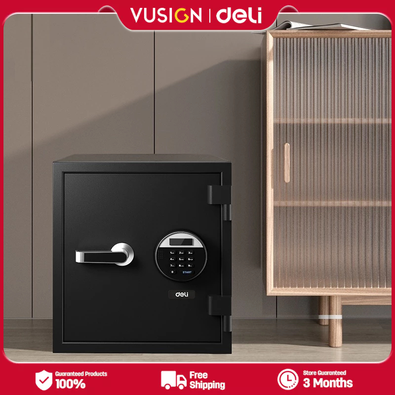 Deli Vusign Fireproof Safe Deposit Box Key Password Portable Box ...