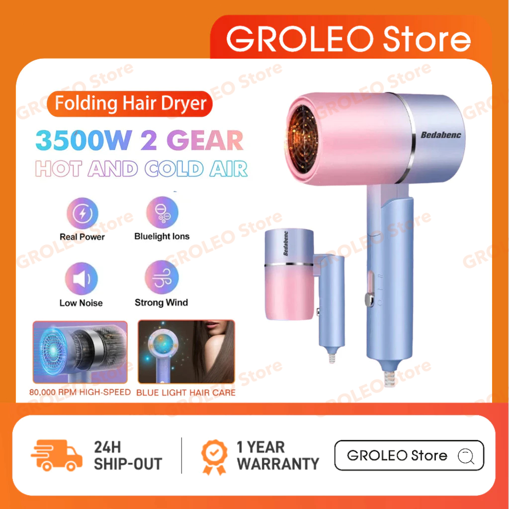 GROLEO Portable Foldable Hair Dryer Portable Hair Dryer Portable ...