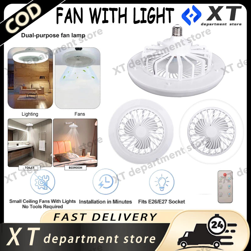 XT Ceiling Fan with Light with remote 2 IN 1 E27 Controller 3 Blades ...