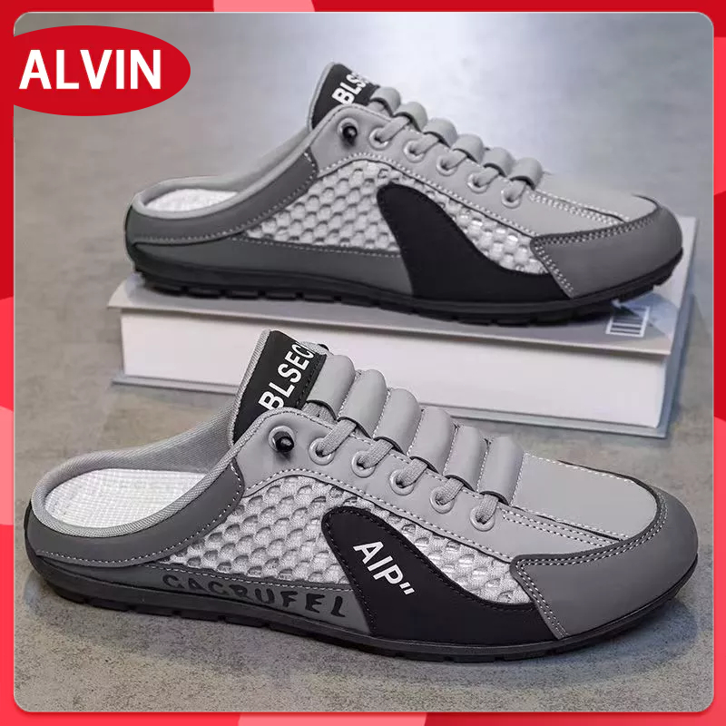ALVIN Korean Fashion Half Shoes For Men 2025 New Slip-On Lazy Shoes ...